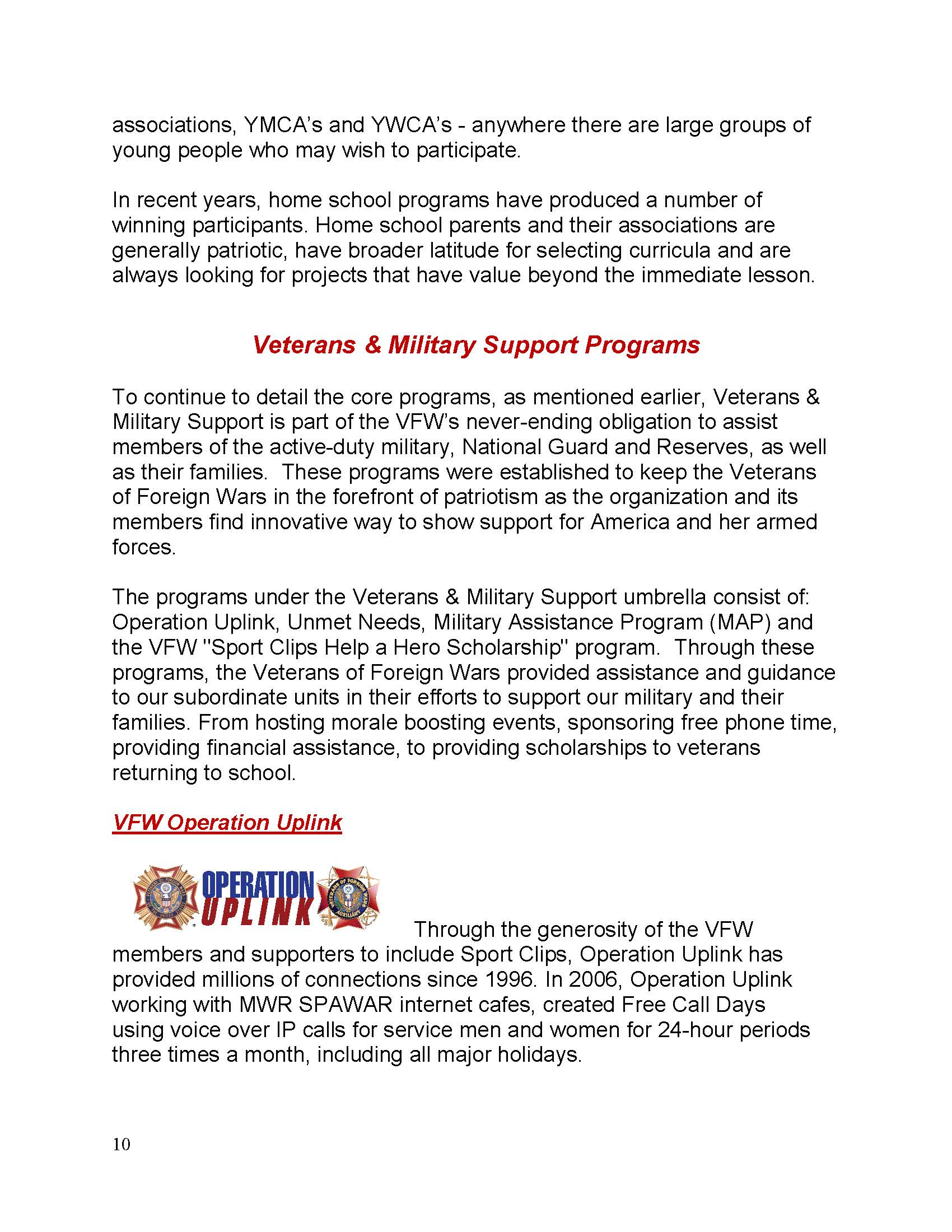 VFW Programs – LTC Karen J. Wagner VFW Post 12119 – Las Vegas, NV